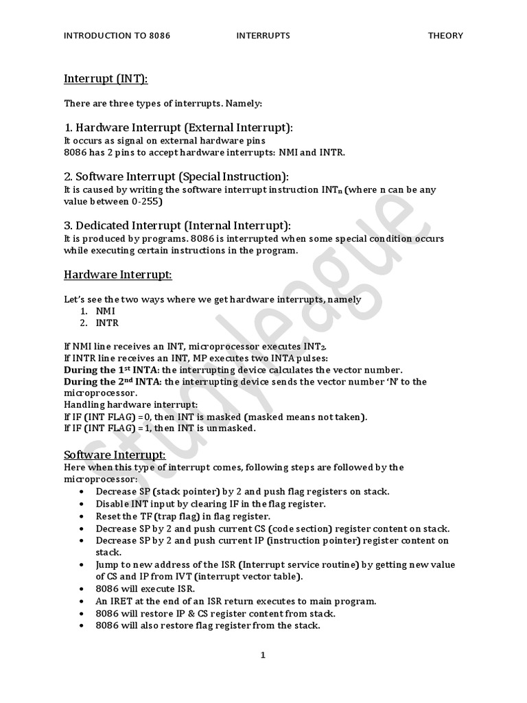 Interrupts in 8086 | PDF | Instruction Set | Computer Architecture