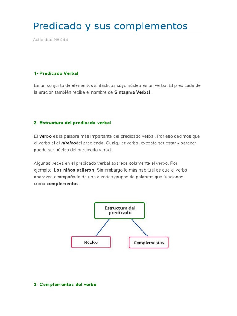 Predicado y Sus Complementos | PDF | Predicado (Gramática) | Objeto (gramática)