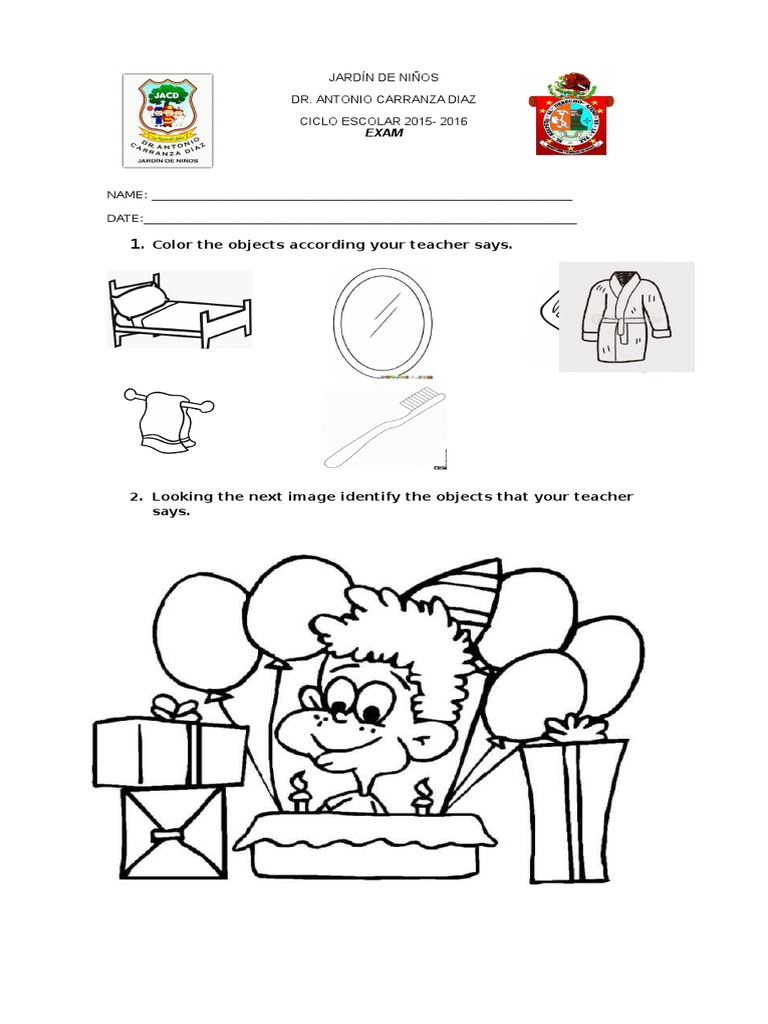 Kindergarten Exam Instructions 2015-2016 | PDF