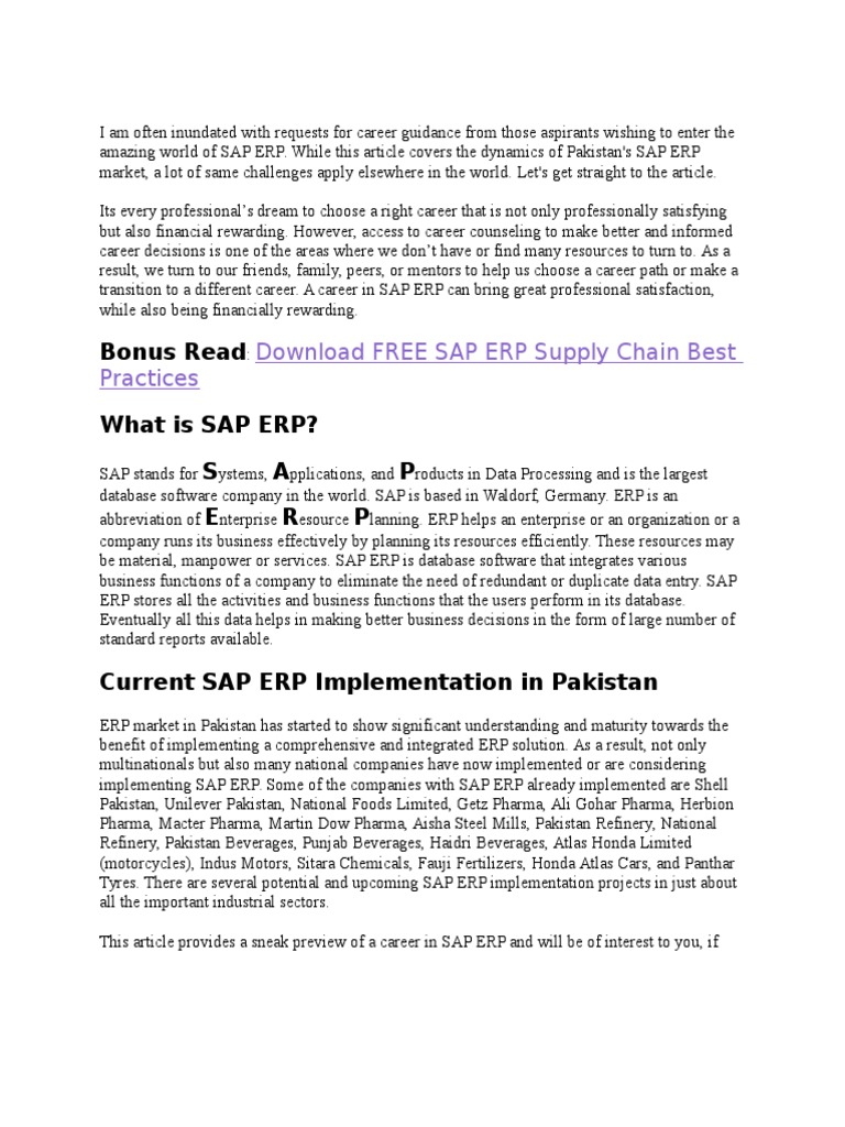 Bonus Read What Is SAP ERP? S A P E R P: Download FREE SAP ERP Supply ...