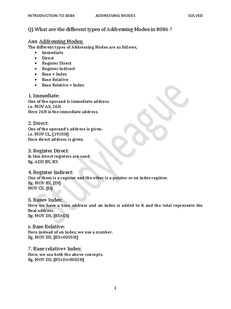 Addressing Modes Solved | PDF