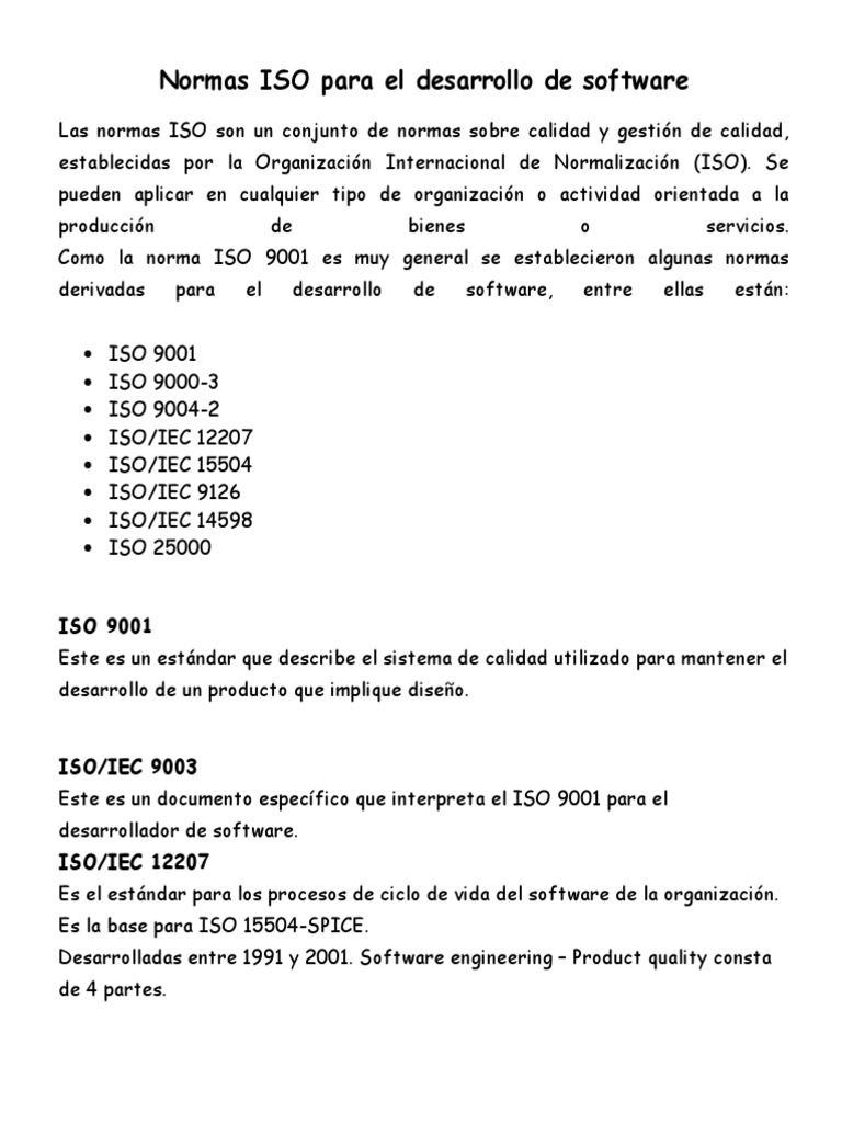 Normas ISO para El Desarrollo de Software, Seguridad de Software y ...