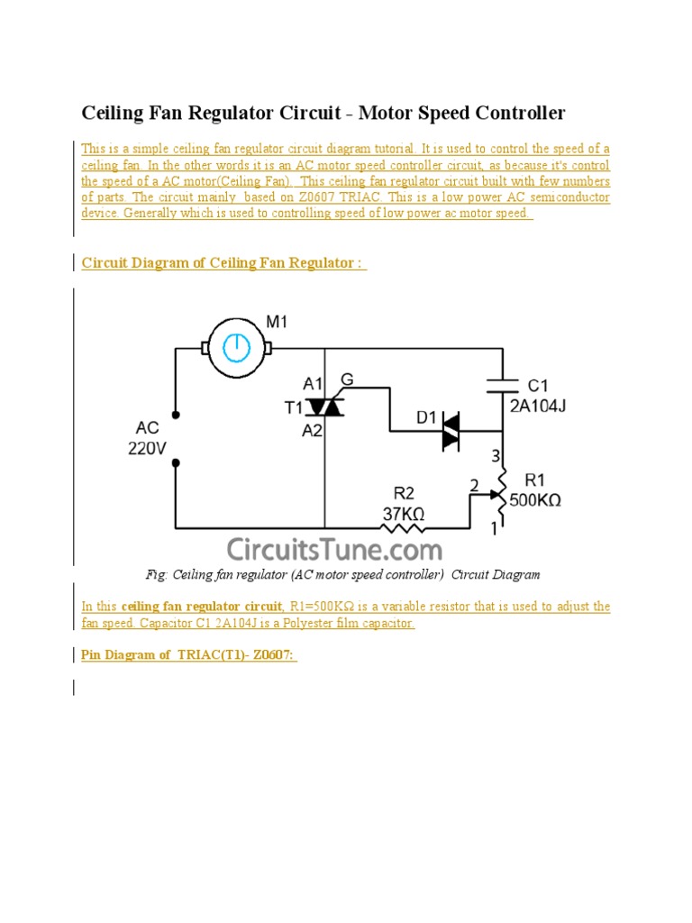 Ceiling Fan Regulator Circuit | PDF | Capacitor | Electrical Components