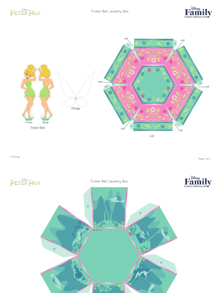 Disney Tinker Bell Peter Pan Jewelry Box Printable 0113 FDCOM | PDF