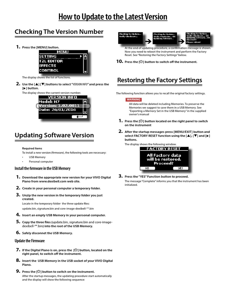 Update VIVO Digital Piano Firmware | PDF | Computers
