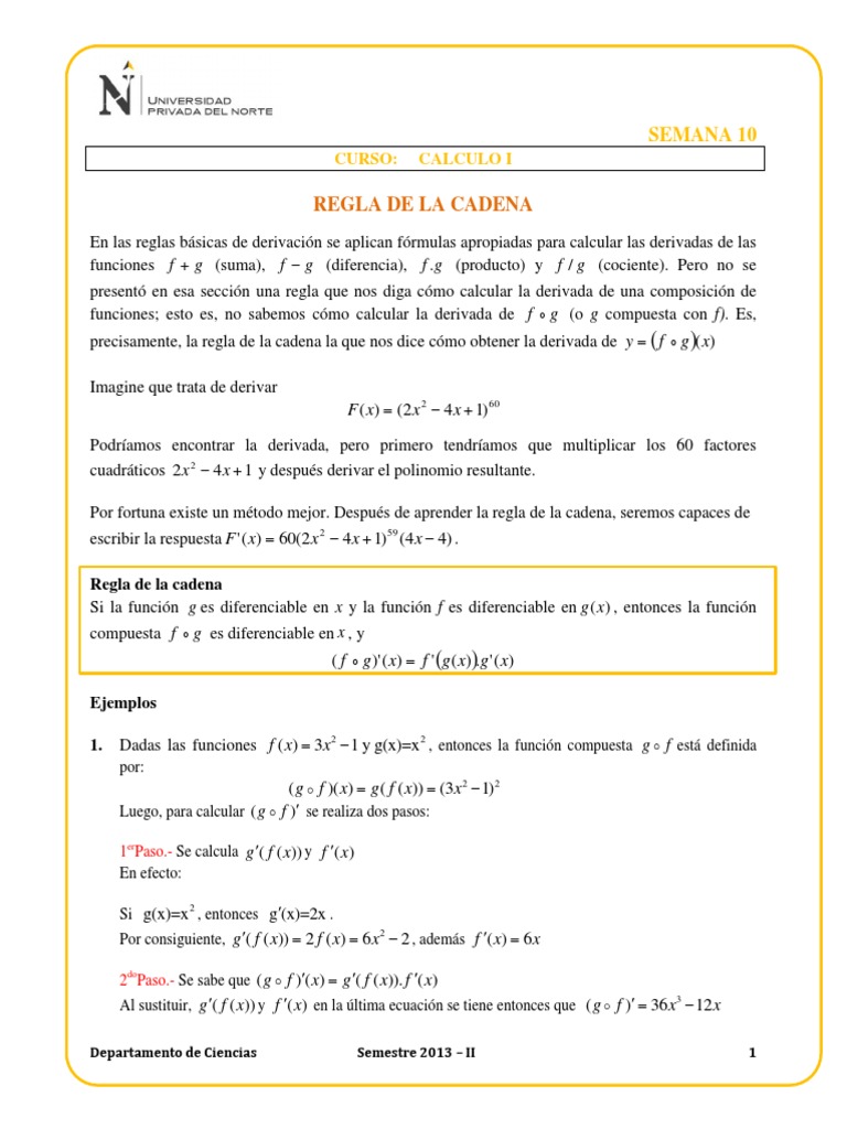 Regla de La Cadena | PDF | Derivado | Enseñanza de matemática