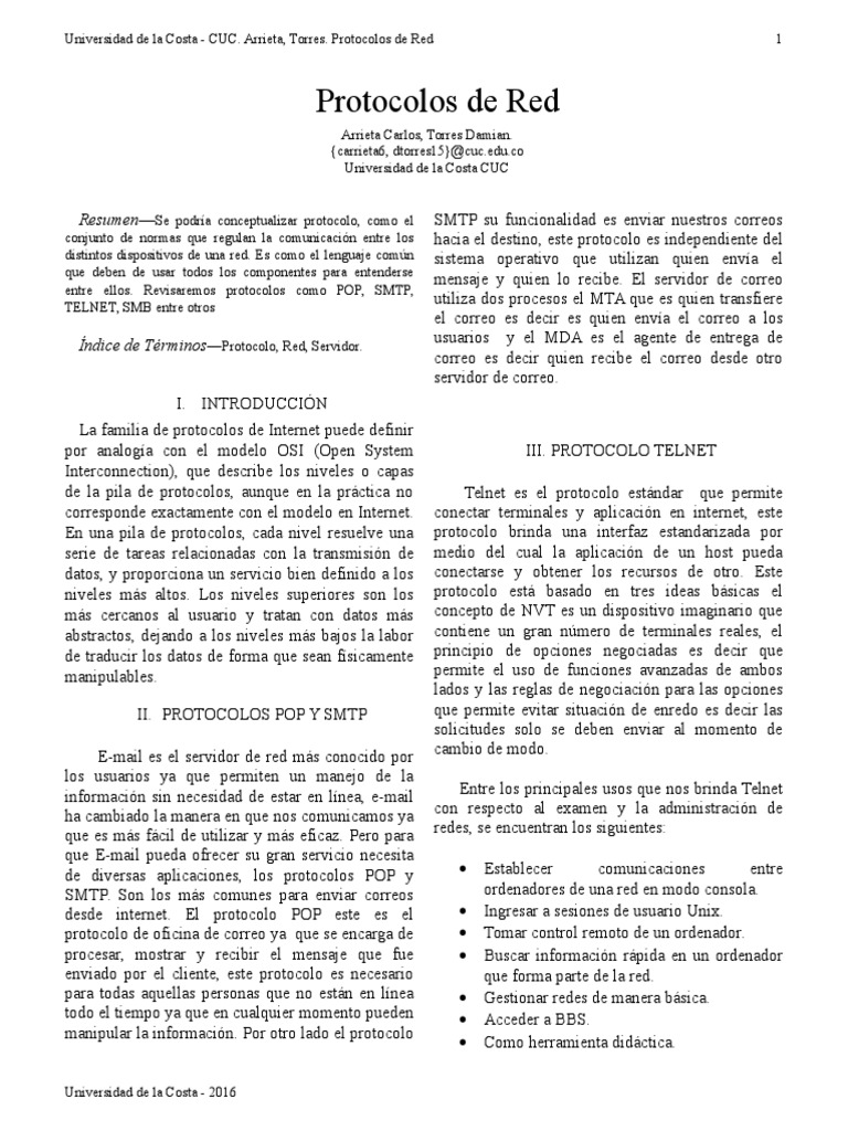 Protocolos de Red | PDF | Protocolos de comunicaciones | Red de ...