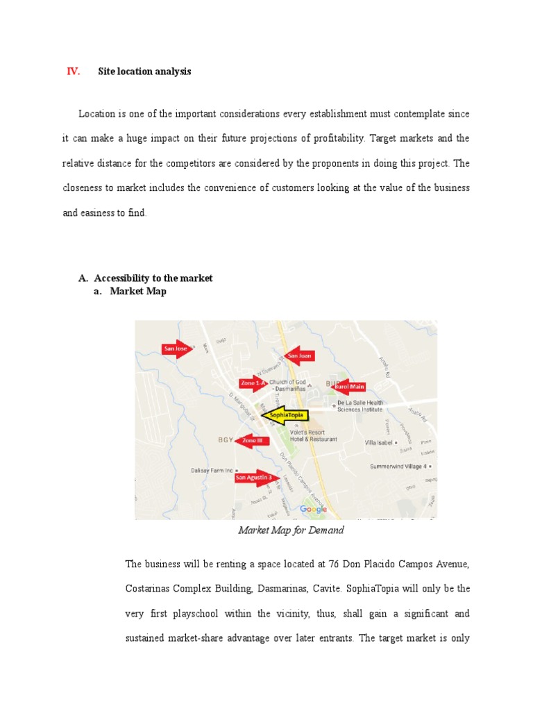 Site Location Analysis: Market Map For Demand | PDF