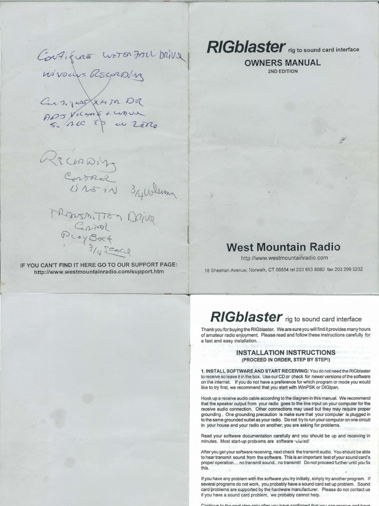 RIGblaster 102 Owners Manual, Rare | PDF | Electrical Connector ...