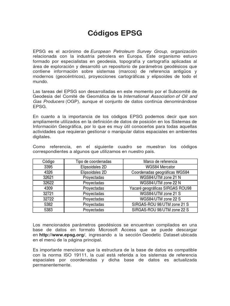 Códigos EPSG | PDF | Geodesia | Datos geográficos e información