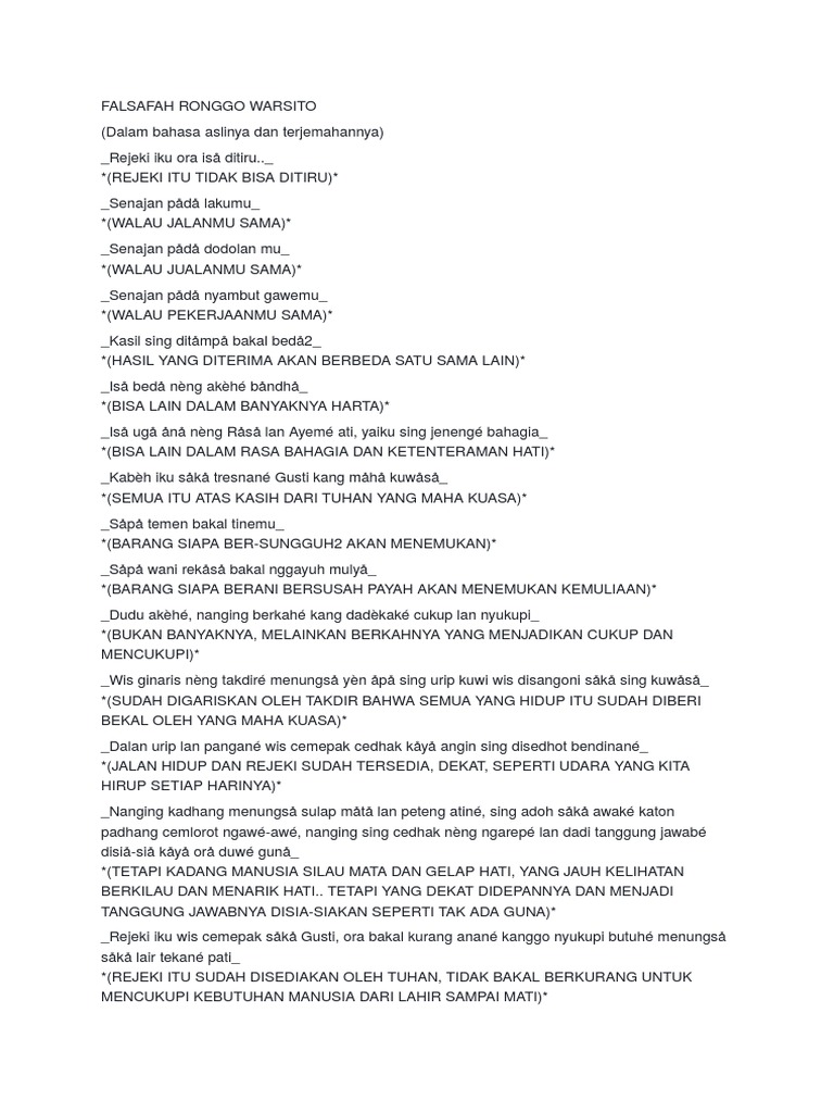 Falsafah Ronggo Warsito | PDF