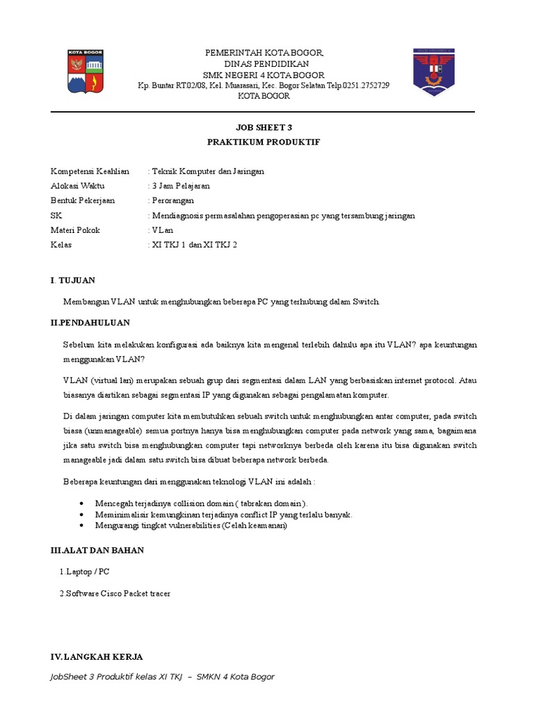Job Sheet 1 - Vlan | PDF