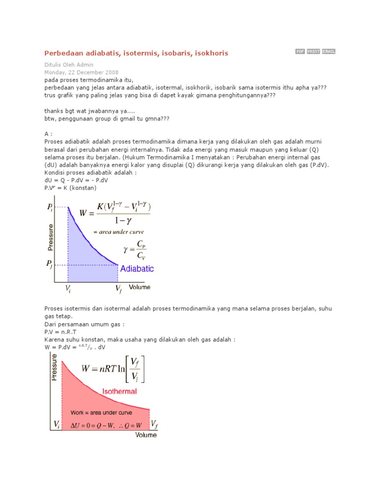 Perbedaan Isotermis Isobaris Isokhoris Adiabatis | PDF