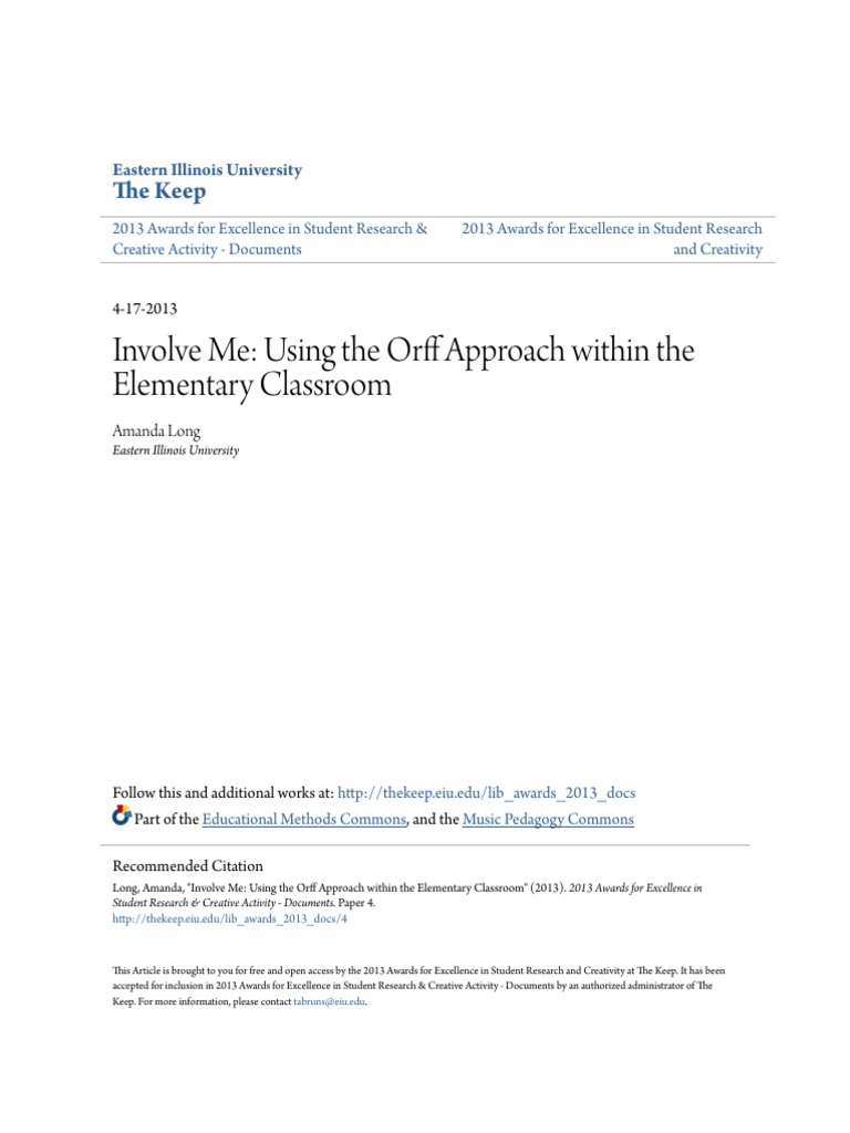 Involve Me: The Orff Approach in Classrooms | PDF | Music Education ...