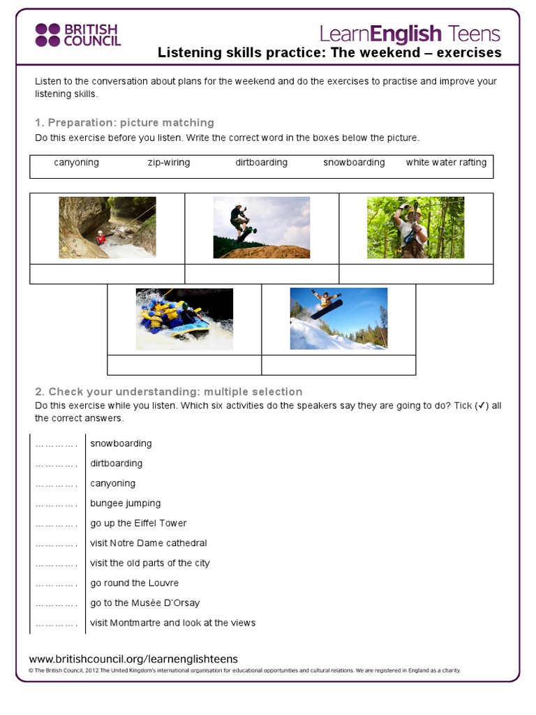 The Weekend - Exercises 0 | PDF