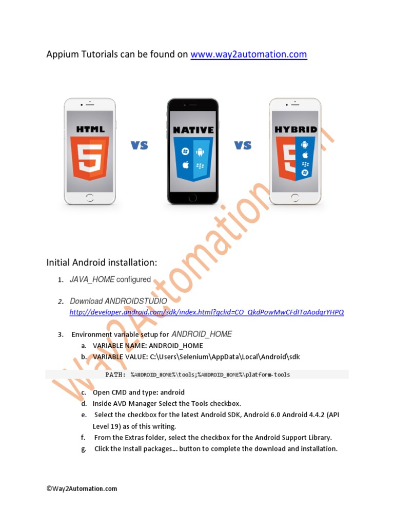 Appium Tutorials - Guide For Getting Started With Appium On Windows PDF | PDF | Graphical User ...