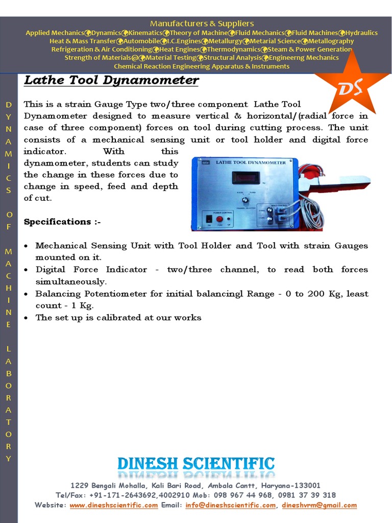 Lathe Tool Dynamometer | PDF