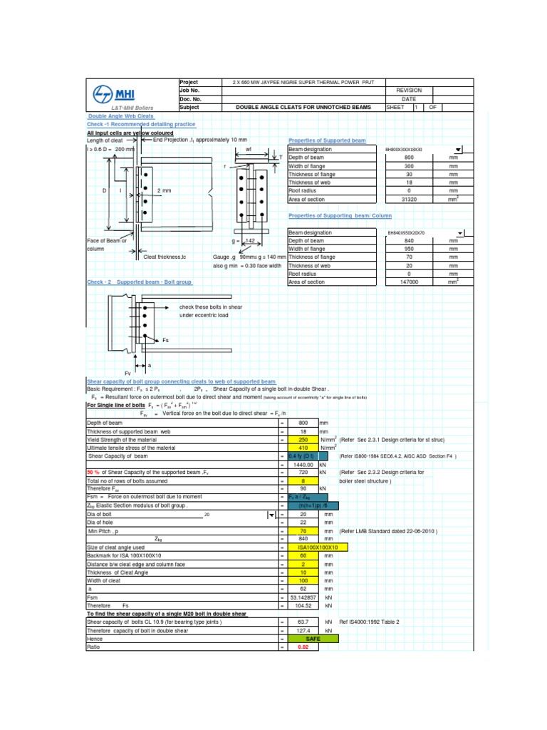 Double Angle Cleats | PDF | Screw | Beam (Structure)