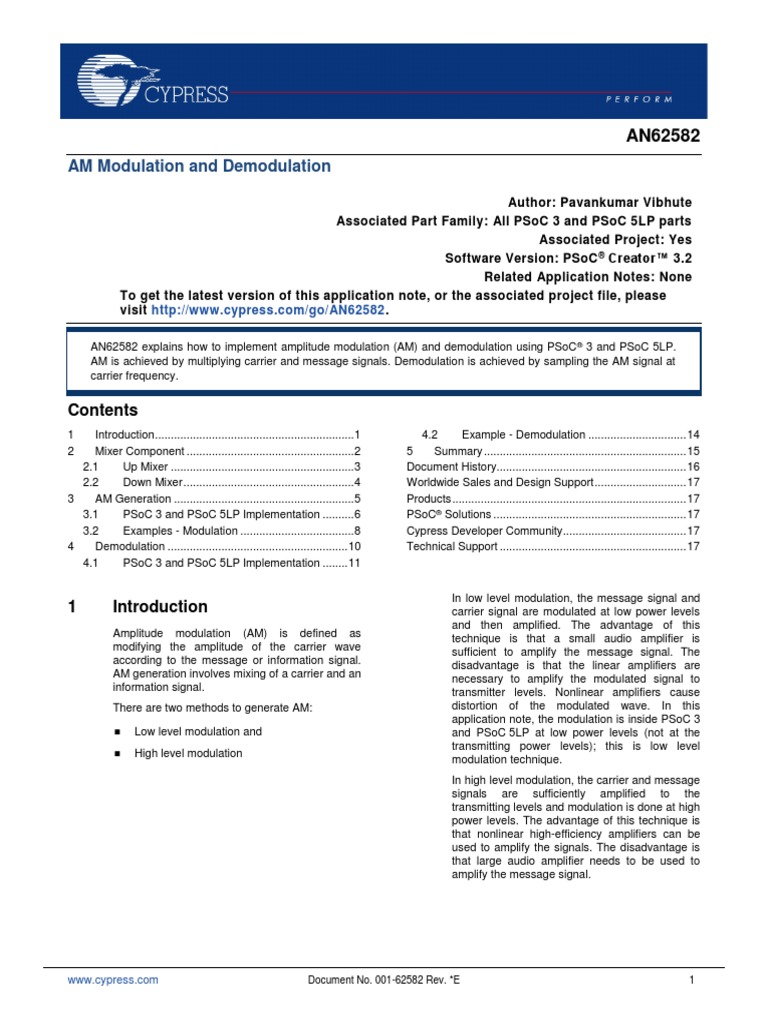 AN62582 AM Modulation and Demodulation PDF | PDF | Frequency Modulation | Modulation