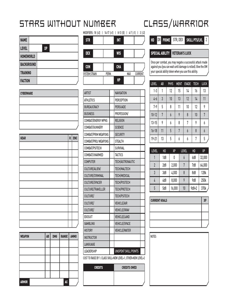 Warrior Form Fillable SWN | PDF