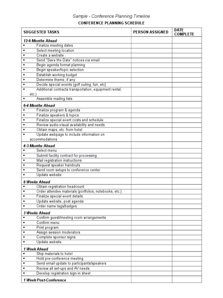 Conference Timeline Sample | PDF