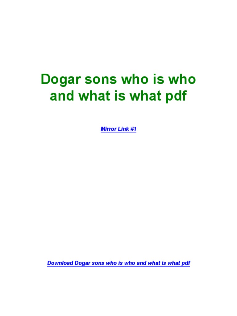 Dogar Sons Who Is Who and What Is What PDF | PDF