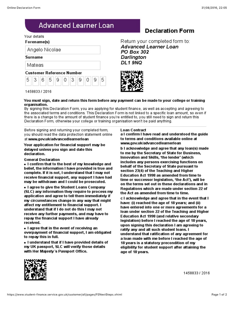 Online Declaration Form | PDF | Loans | Interest