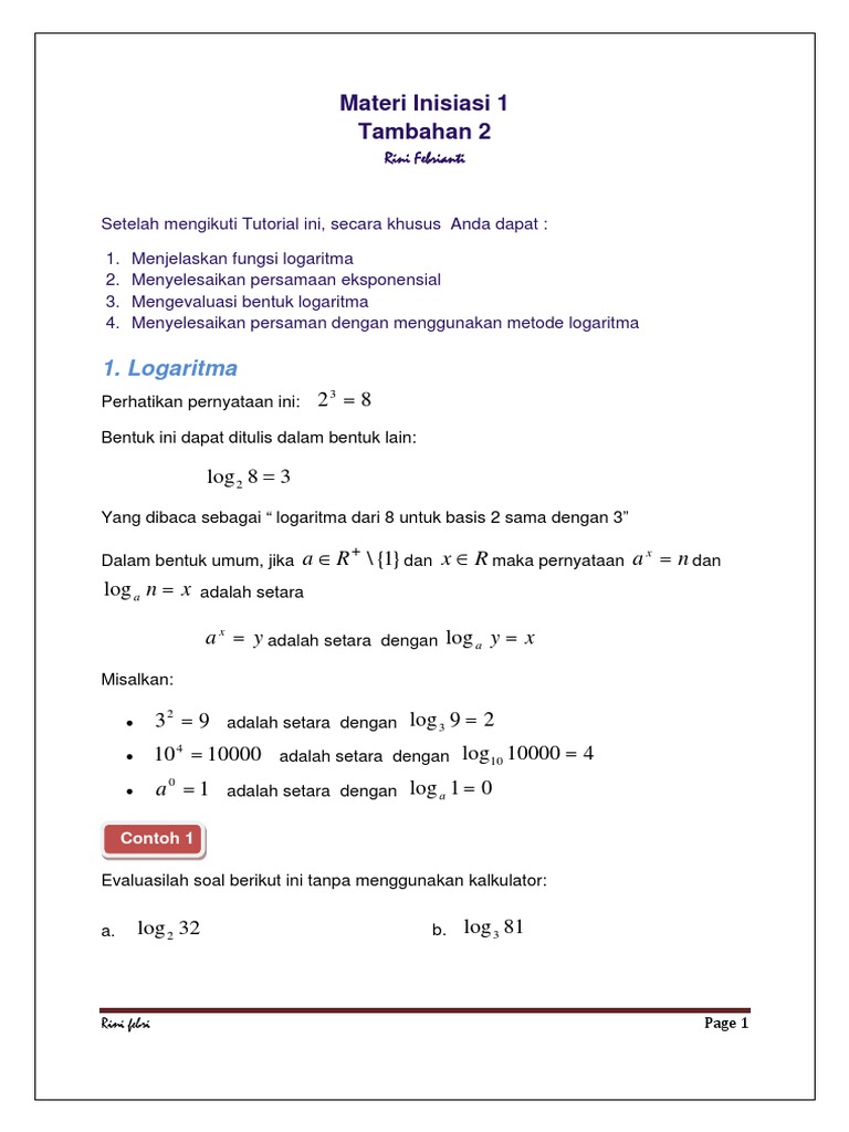 Panduan Logaritma Dan Eksponensial Pdf