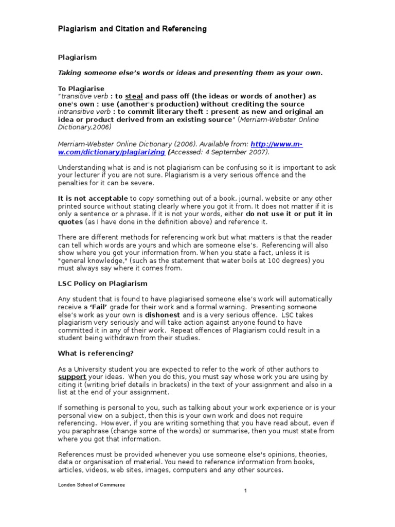 Plagiarism and Citation and Referencing | PDF | Citation | Plagiarism