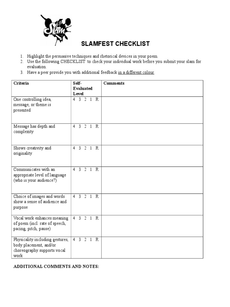 Slam Checklist | PDF | Cybernetics | Human Communication
