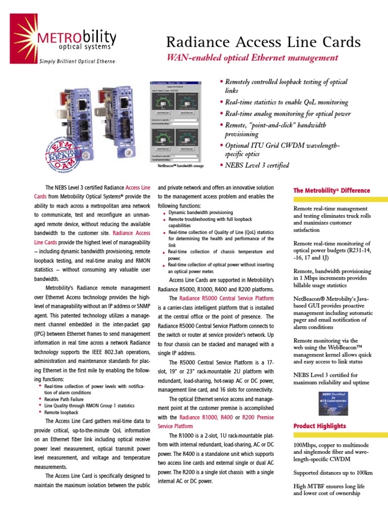 Metroaccess Line Cards | Download Free PDF | Physical Layer Protocols ...