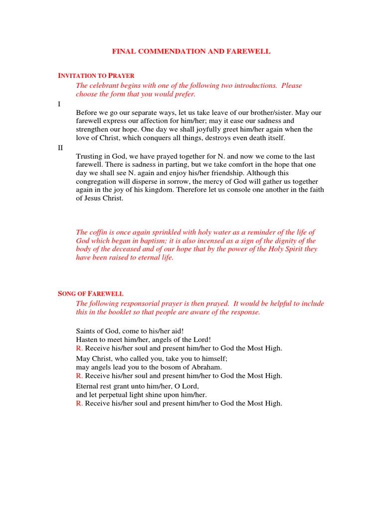 Final Commendation and Farewell | PDF | Assurance (Theology) | Jesus