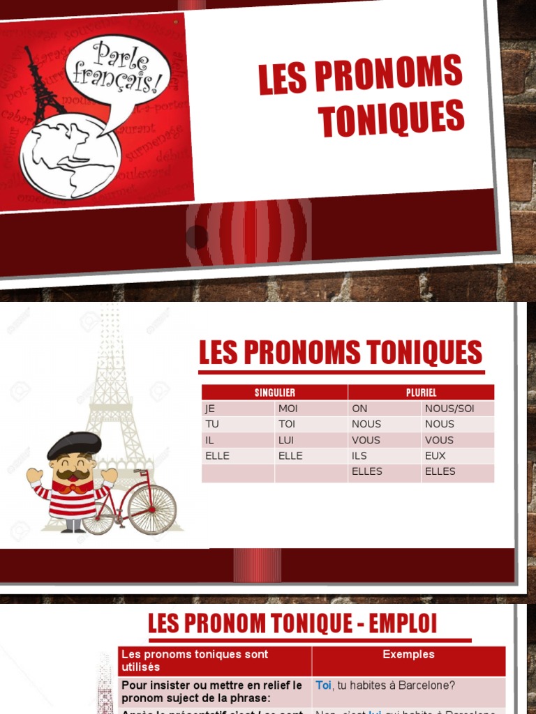 Les Pronoms Toniques | PDF