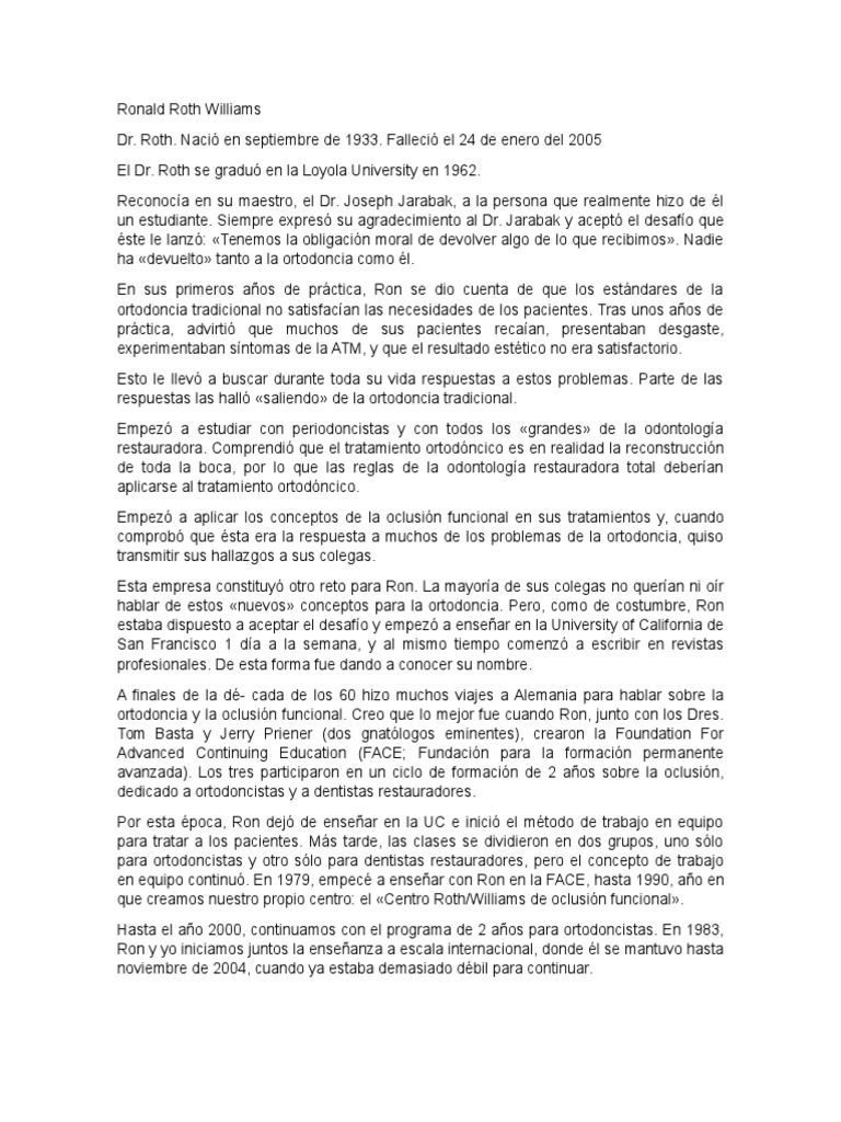 Ronald Roth Williams | PDF | Ortodoncia | Odontología