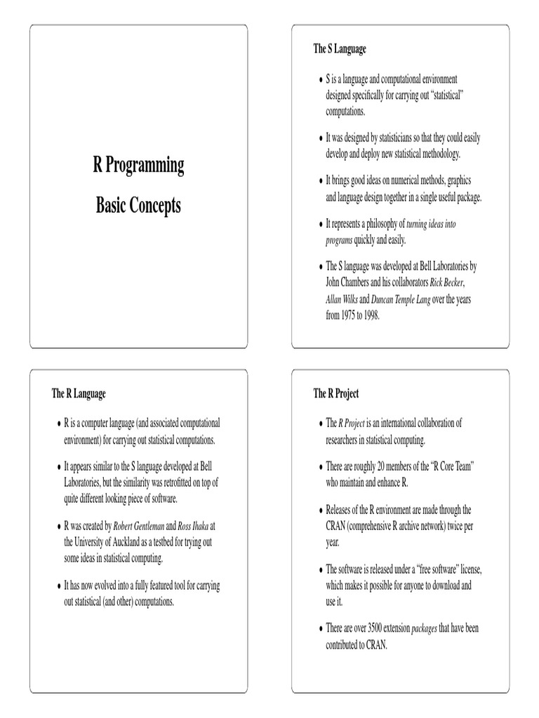 R Programming Basic Concepts The S Language Pdf Division Mathematics R Programming