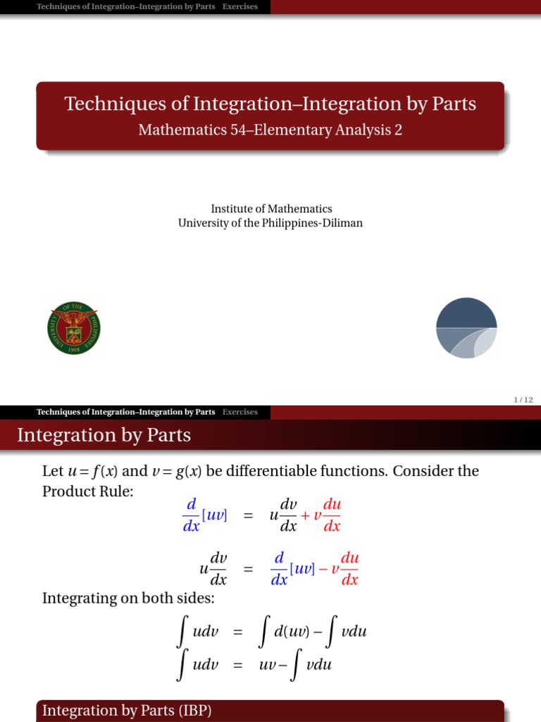 01 Integration by Parts - Handout | PDF | Space | Teaching Mathematics