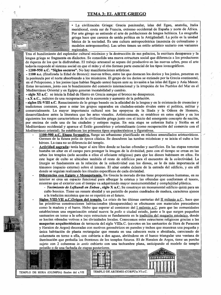 Tema 3 Arte Griego PDF | PDF | Antigua Grecia | templo