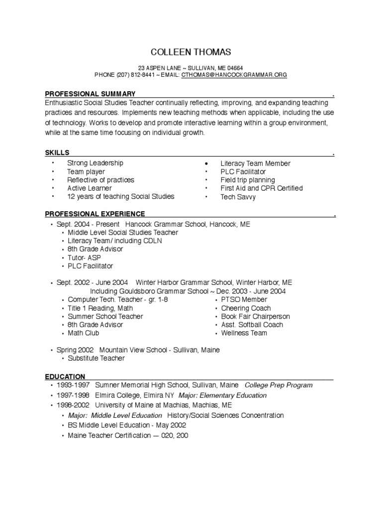 Colleen Thomas Resume | PDF