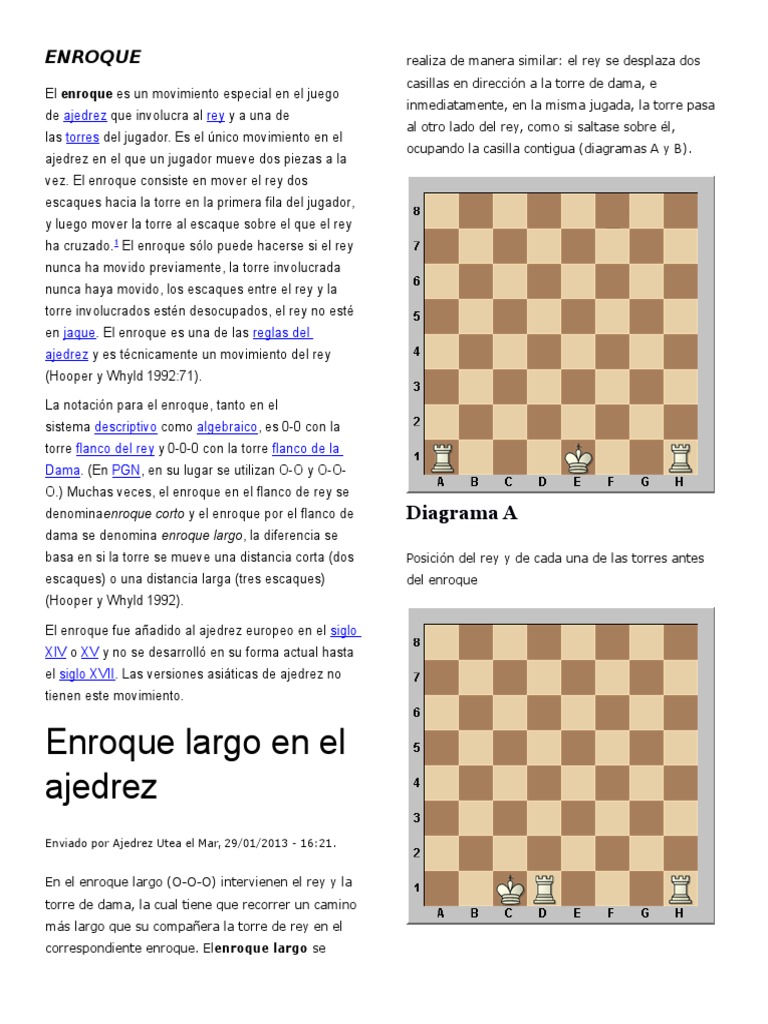 Enroque en El Ajedrez | PDF | Teoría de juego | Juegos de mesa