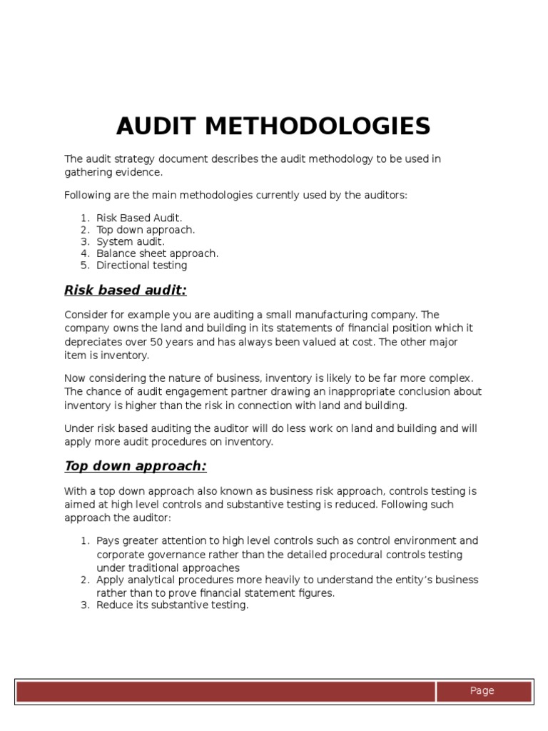 Audit Methodologies | PDF | Audit | Risk