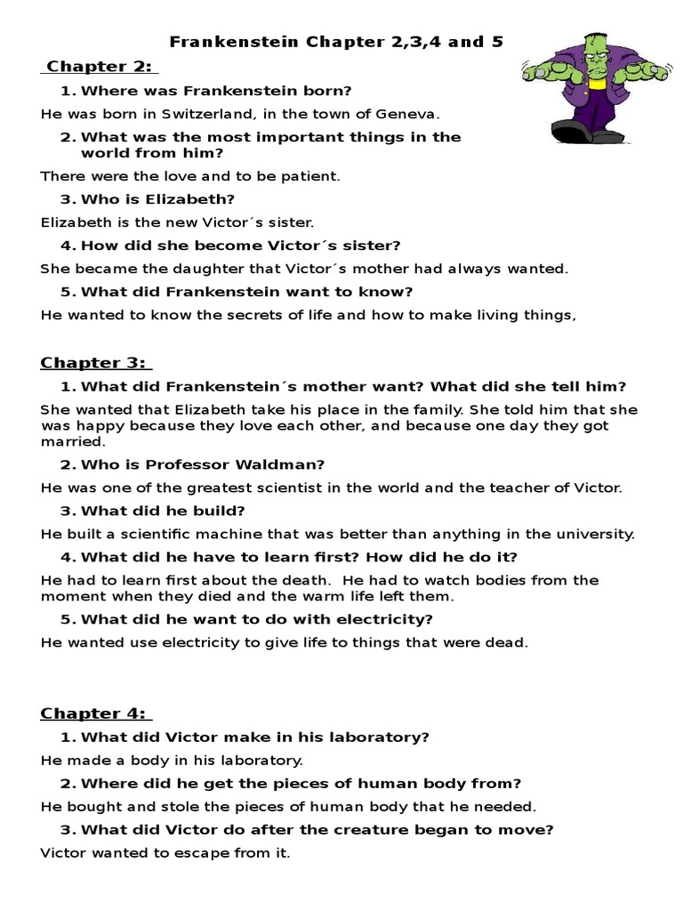 Frankenstein Chapter 2,3,4 and 5 | PDF