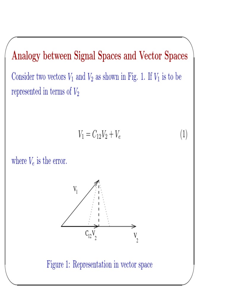 Analogy Between Signal Spaces and Vector Spaces | PDF