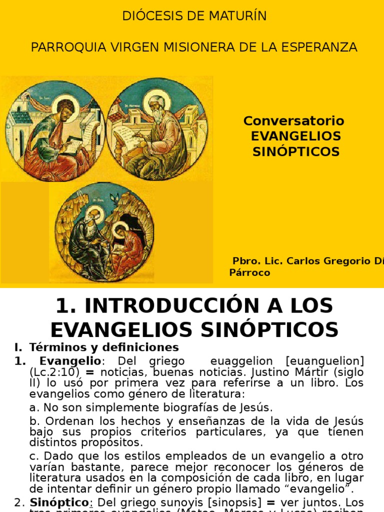 Introduccion A Los Evangelios Sinopticos | PDF | Evangelios | Evangelio De Lucas
