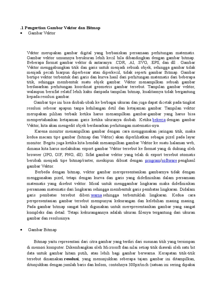 1 Pengertian Gambar Vektor Dan Bitmap | PDF