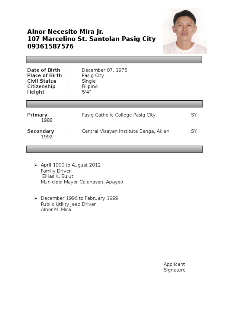 Alnor Mira Jr. Resume | PDF | Sports & Recreation