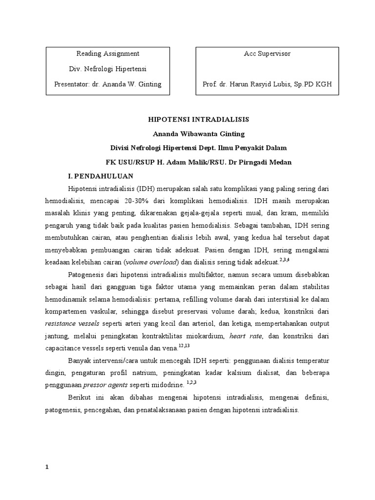 Hipotensi Intradialisis PDF | PDF