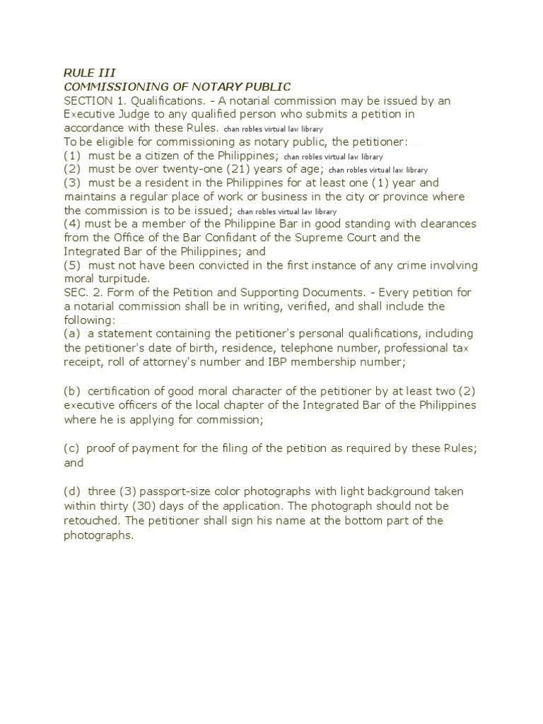 Notrial Commission Requirements | PDF | Finance & Money Management