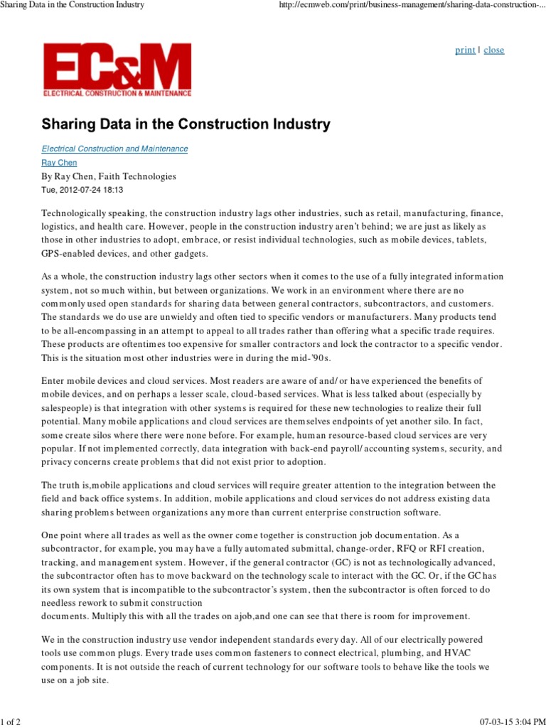 Data Sharing Challenges in Construction | PDF | Cloud Computing ...