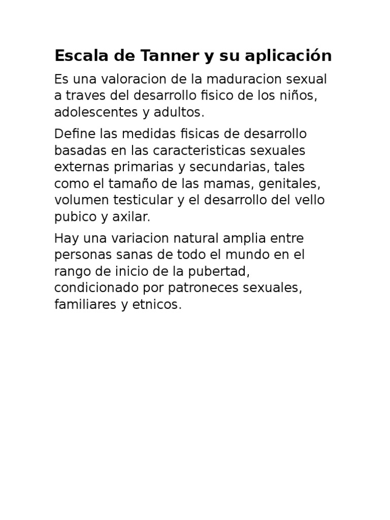 Escala de Tanner y Su Aplicación | PDF