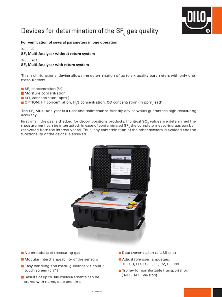 SF6 Multi Analyser 3 038 R GB | Celsius | Gases